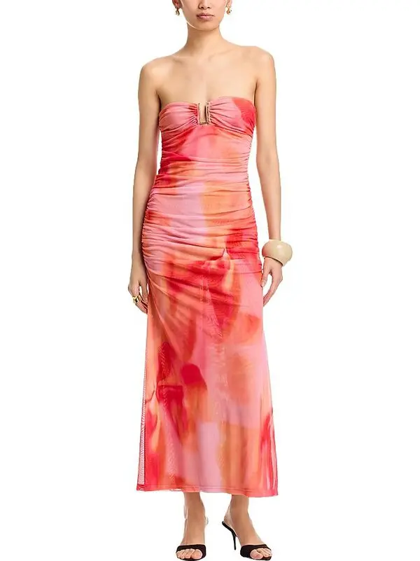 Bardot Stephanie Printed Mesh Gown - Pink Floral