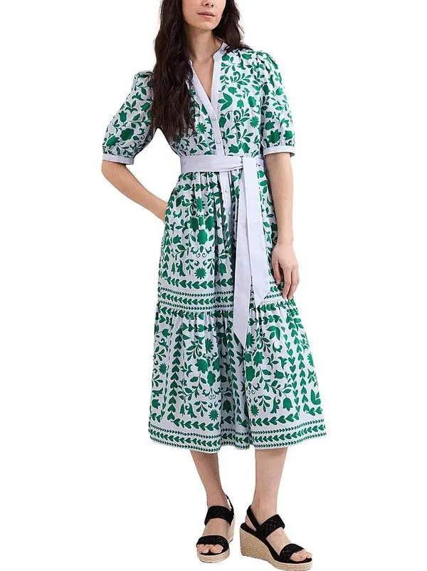 PHASE EIGHT Trinity Heart And Floral Midi Shirt Dress - Blue
