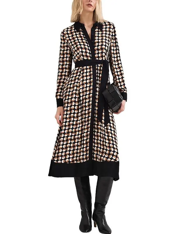 PHASE EIGHT Naomi Spot Shirt Midi Dress - Neutral