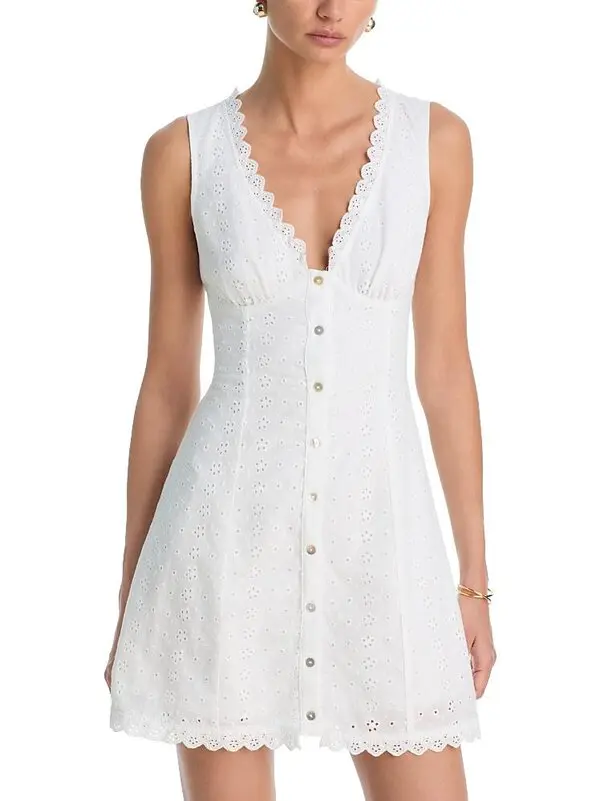 Aqua Eyelet Mini Dress - White