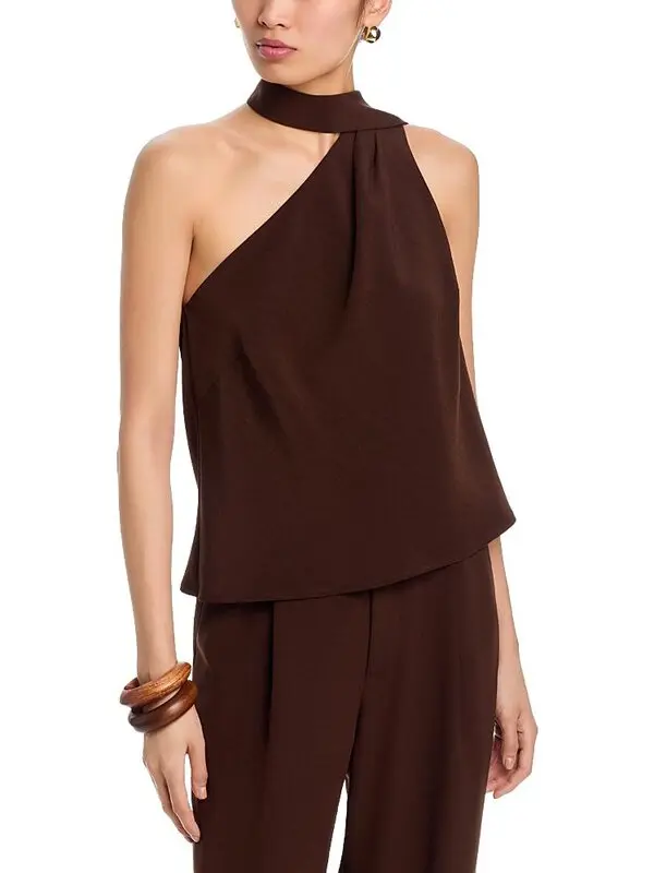 LUCY PARIS Elma Tie Neck Top - Brown
