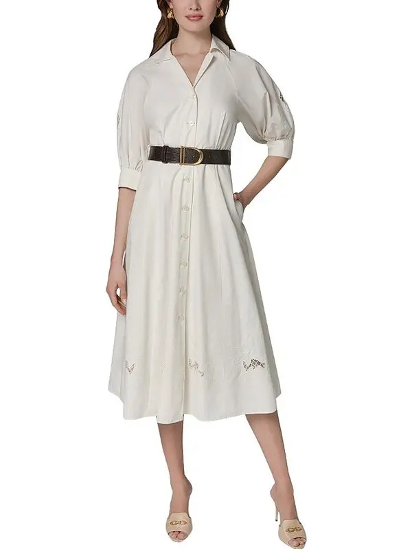 Donna Karan New York Belted Shirtdress - Cream/cream