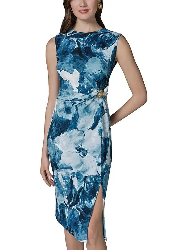 Donna Karan New York Printed Gathered Waist Midi Dress - Nightfall Multi