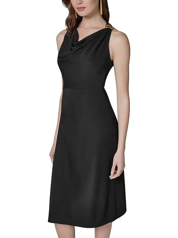 Donna Karan New York Cowl Neck A-line Dress - Black