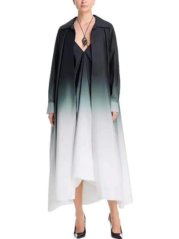 Norma Kamali Oversized Printed Shirt Dress - Black/white Ombre