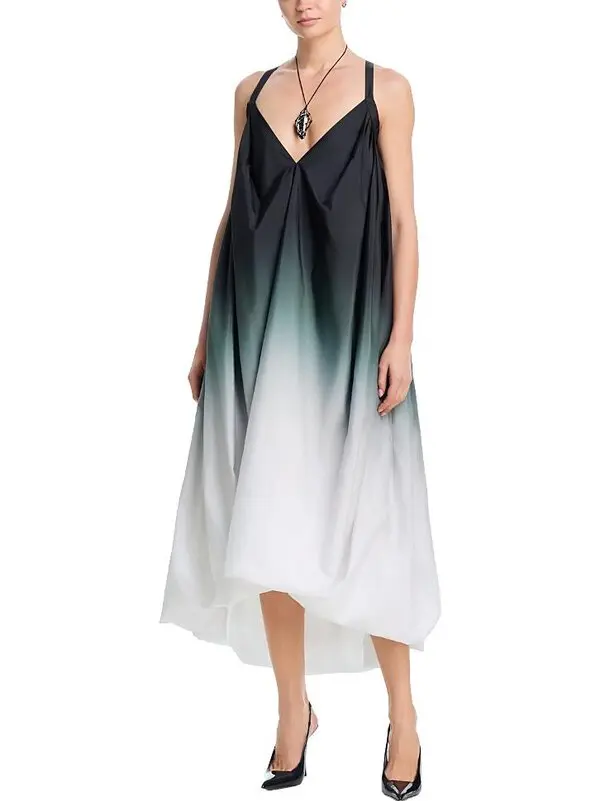 Norma Kamali Strap Bubble Dress - Black/white Ombre