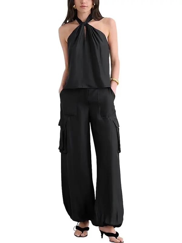 TOCCIN Mid Rise Wide Leg Cargo Pants - Jet