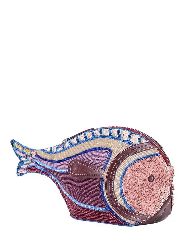 Staud Pesce Beaded Fish Clutch - Ultraviolet