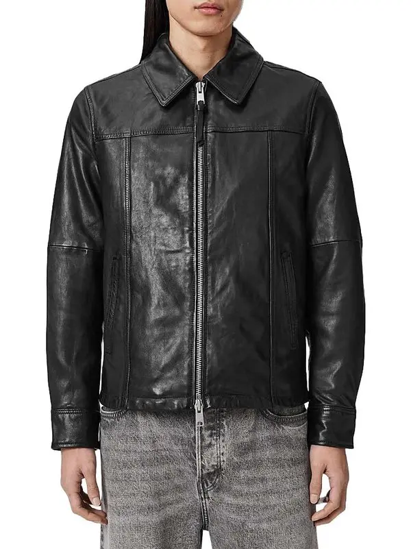 ALLSAINTS Fitted Leather Jacket - Black