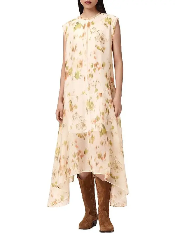 ALLSAINTS Tanner Handkerchief Hem Dress - Wildflower White