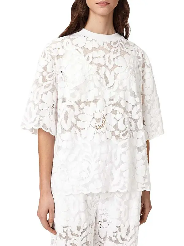 ALLSAINTS Amelie Lace Tee - Optic White
