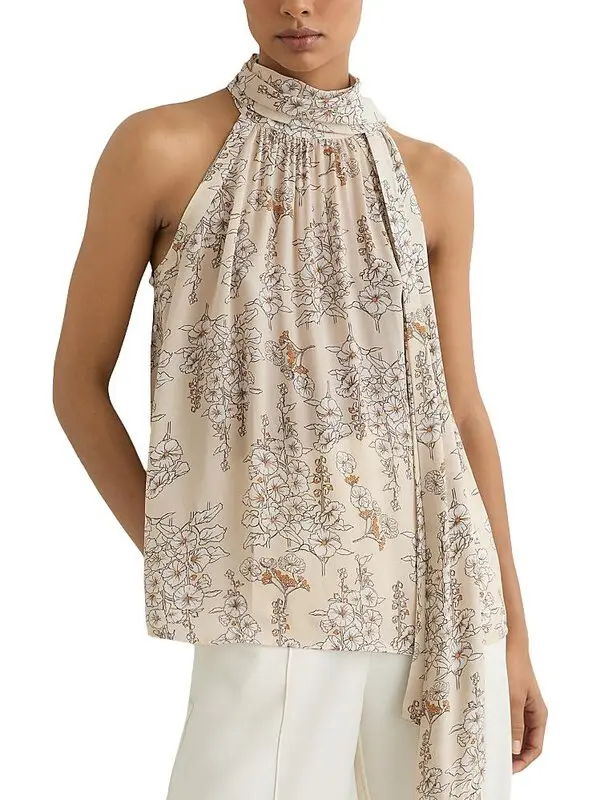 REISS Josie Halter Top - Cream