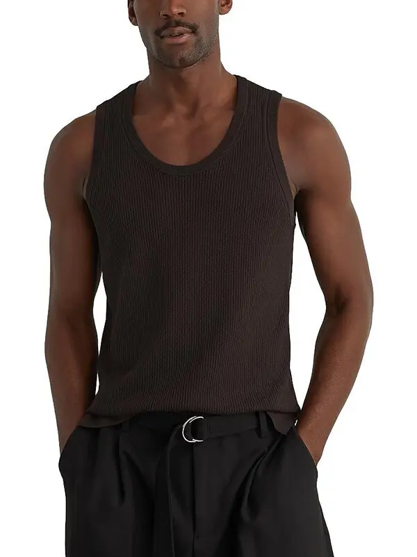 REISS Watson Regular Fit Textured Tank Top - Chocolate