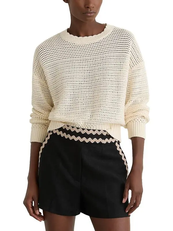 REISS Linen Wave Trim Shorts - Black