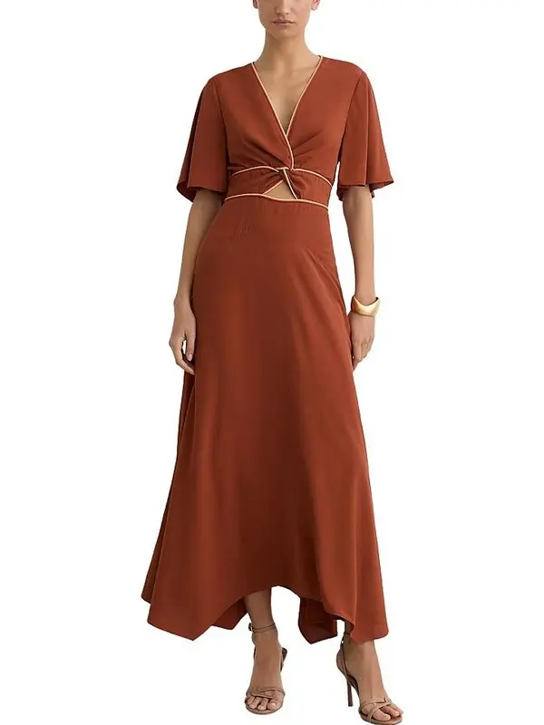 REISS Rosanna Cutout Maxi Dress - Rust Orange