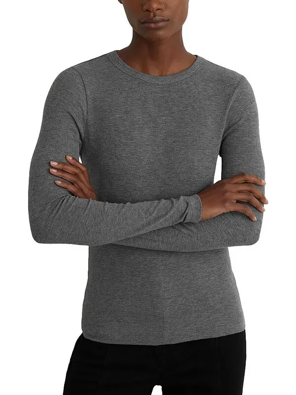 REISS Crewneck Long Sleeve Top - Grey Marl