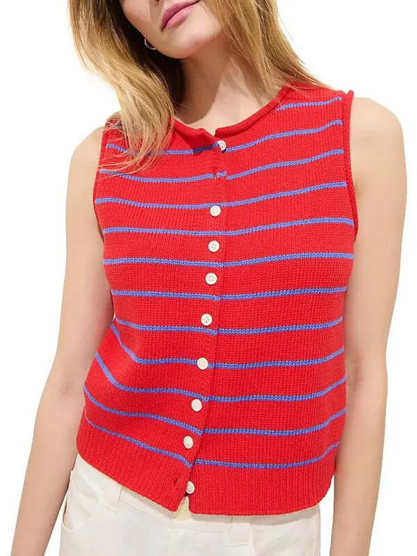 ALEX MILL Taylor Striped Sweater Vest - Scarlet/cobalt