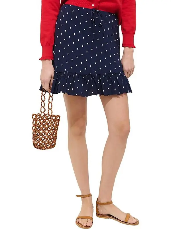 ALEX MILL Flora Skirt With Polka Dot Print - Navy