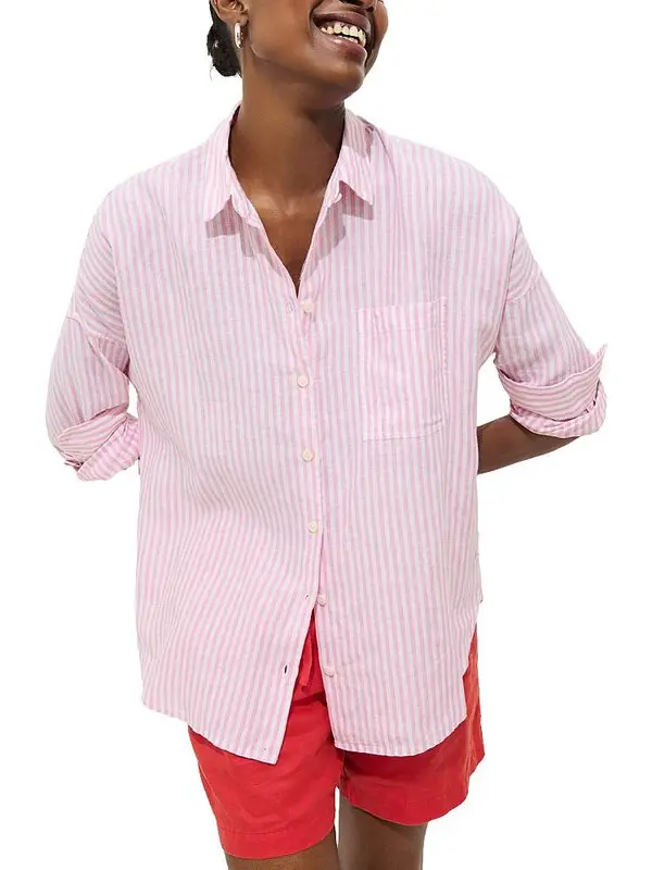 ALEX MILL Jo Linen Shirt - Pink/ivory