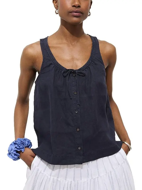 ALEX MILL Sidney Linen Tank - Dark Navy