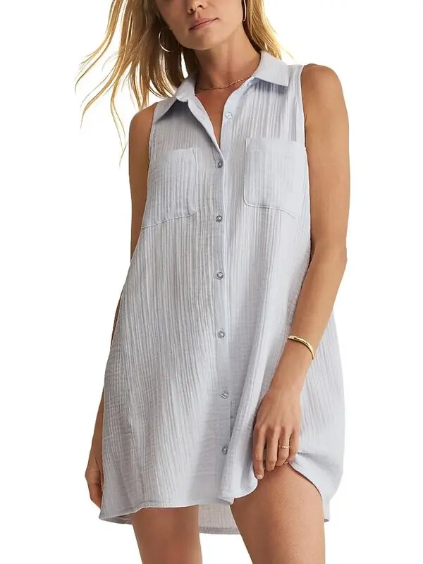 Z Supply Sleeveless Shirt Dress - Hamptons Blue