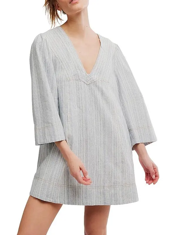 Free People Goldie Balloon Sleeve Dress - Indigo Combo