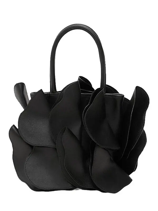 Farm Rio Leather Flower Handbag - Black