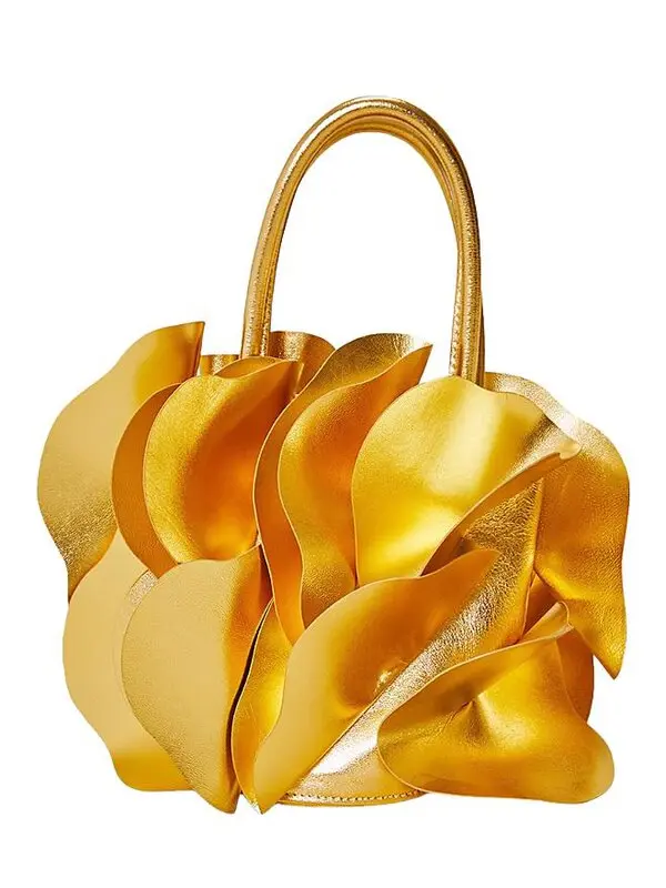 Farm Rio Leather Flower Handbag - Gold