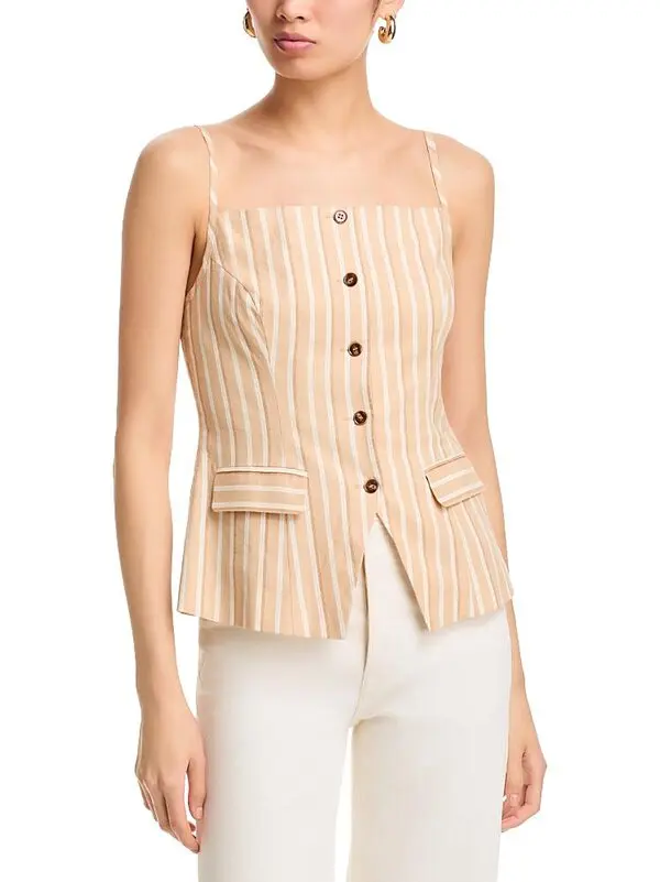 French Connection Aspen Striped Tailored Top - Sandlot Stripe