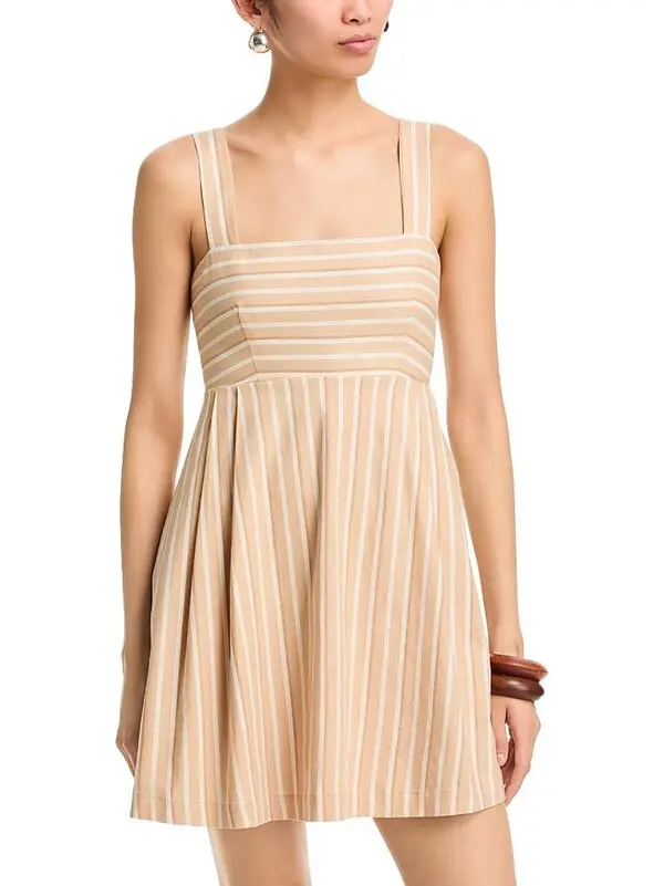 French Connection Aspen Striped Babydoll Mini Dress - Sandlot Stripe