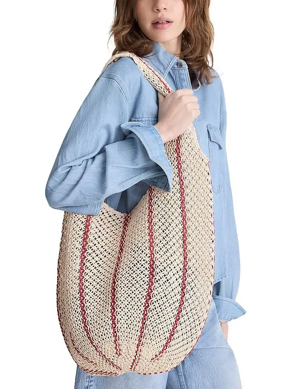 Madewell Curved Crochet Shoulder Bag - Ecru Stripe