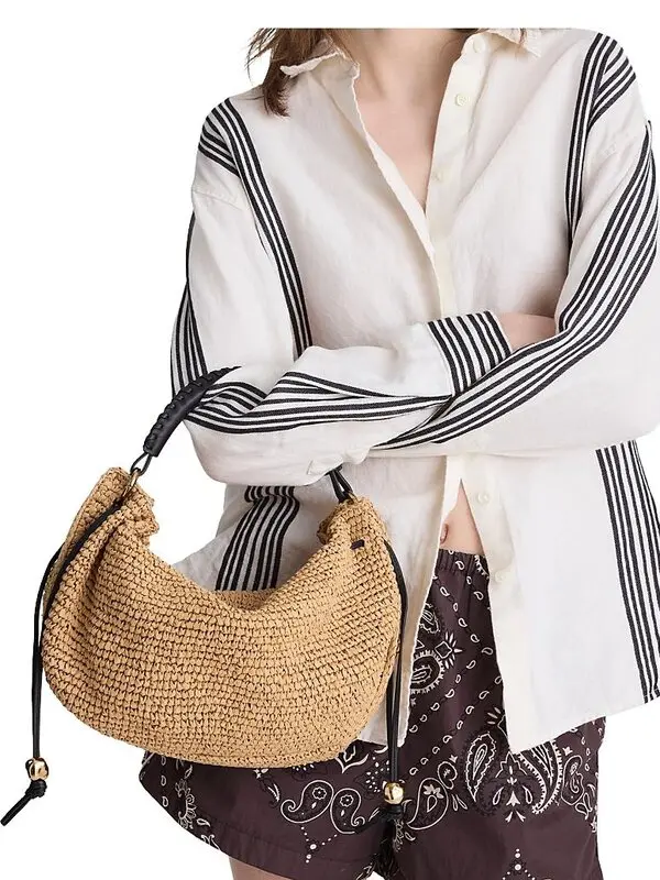 Madewell Camren Gathered Raffia Shoulder Bag - Natural/multi