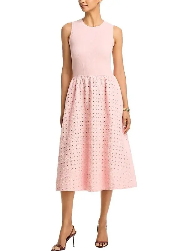 Elie Tahari The Emma Eyelet Dress - Pale Blush