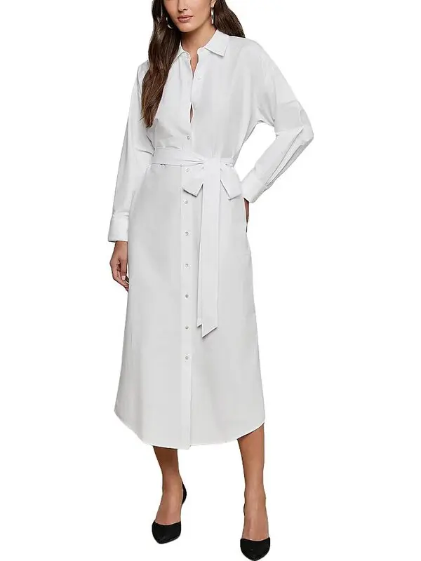 L'Agence Ridley Long Shirtdress - White