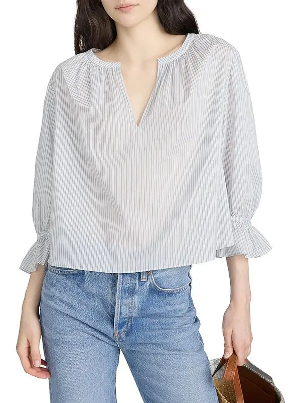 FRAME The Poet Blouse - Ocean Blue Multi