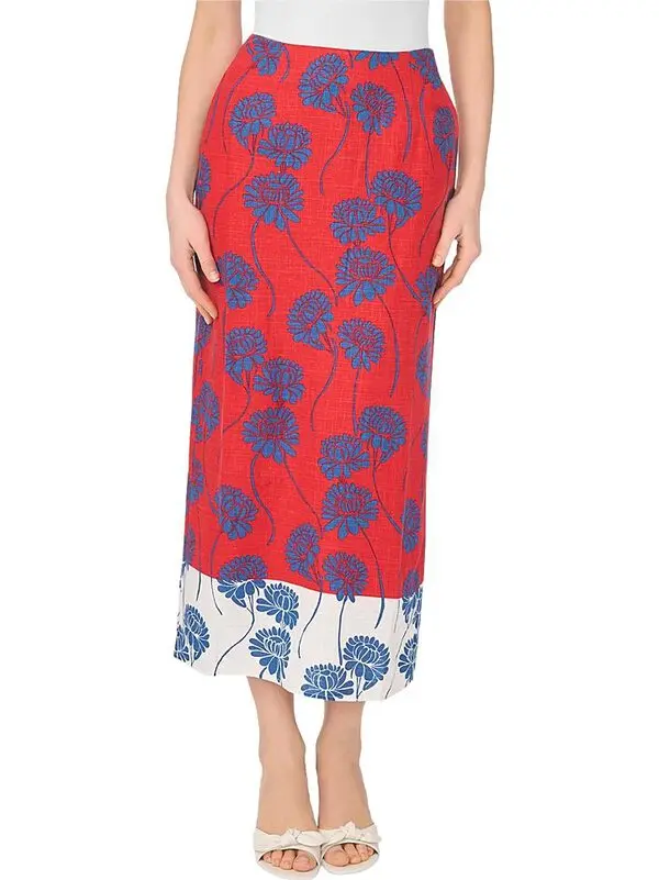 1.State Printed Column Skirt - Aura Orange