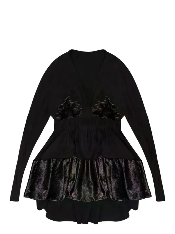 LANVIN V-neck Lace Detail Long Sleeve Top - Brown
