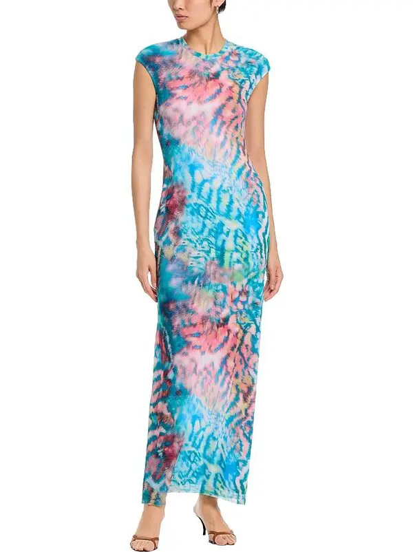 AFRM Mylo Printed Power Mesh Maxi Dress - Pastel Animal