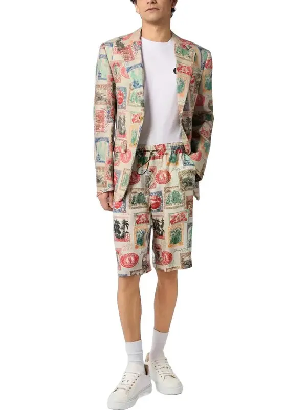 BILLIONAIRE Printed Drawstring Shorts - Neutrals