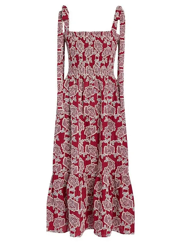 Erdem Flared Midi Dress - Cherry