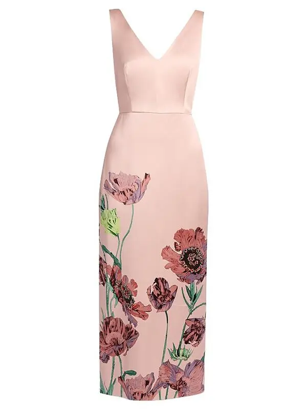 Erdem Floral Maxi Dress - Belle Epoque Poppy Pink