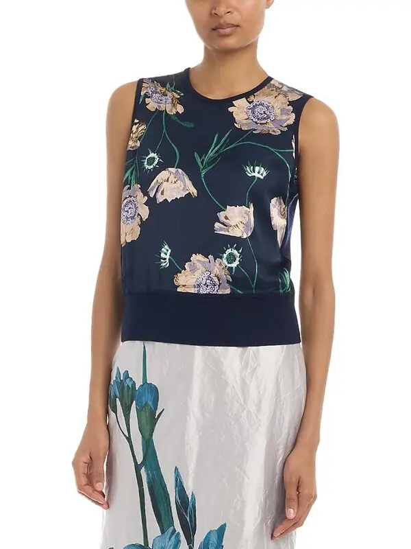 Erdem Sleeveless Mixed Media Sweater - Bella Epoque Navy