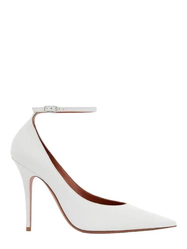 Amina Muaddi Anok Pump Nappa Leather High Heel Stiletto Pumps - White