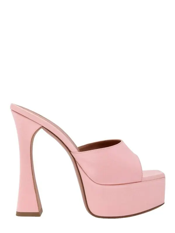 Amina Muaddi Dalida Plateau Slipper Baby Satin - Pink