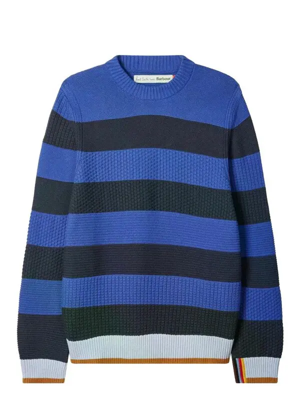 Paul Smith Striped Textured Crew Neck Sweater - Blue