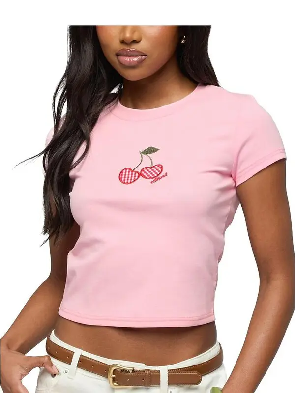 EDIKTED Cherry Graphic T-shirt - Light-pink