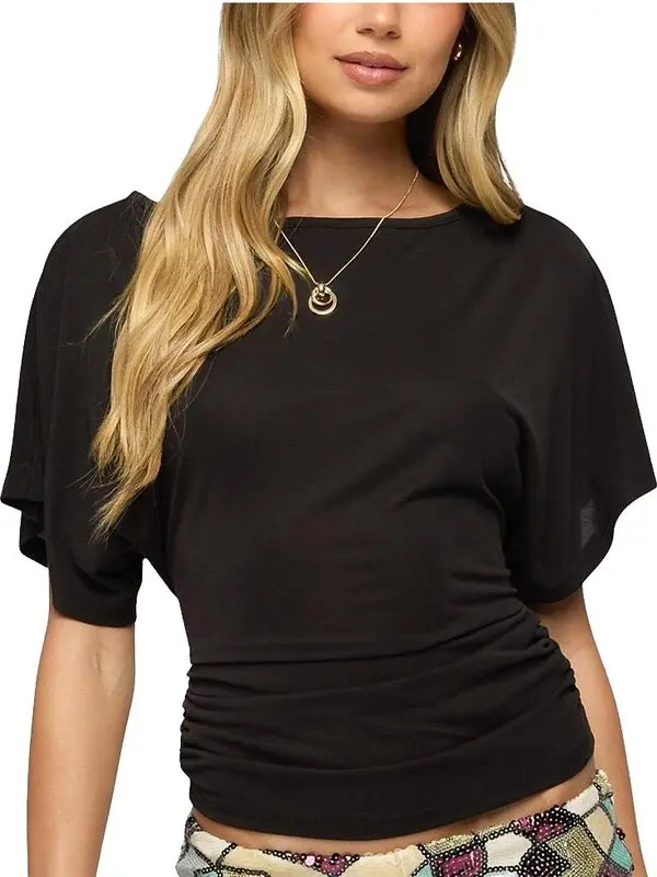 EDIKTED Abriana Ruched Waist Top - Black