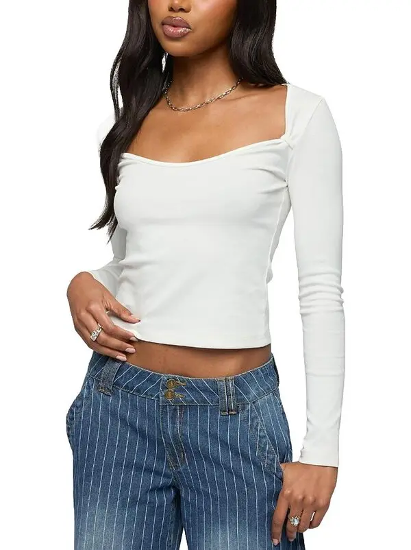 EDIKTED Ximena Scoop Neck Top - White