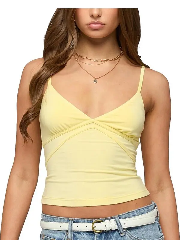 EDIKTED Evianna Double Tie Back Tank Top - Yellow