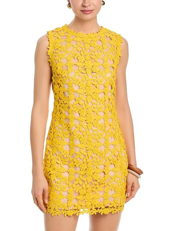 MILLY Ivette Lace Mini Dress - Yellow